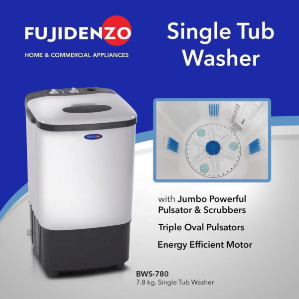 Fujidenzo BWS 780 7.8 kg. Single Tub Washing Machine - Ansons