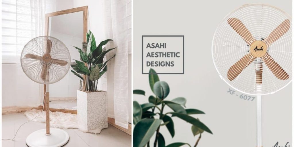 Asahi XF-6077 Wooden 16in Stand Fan White - Ansons
