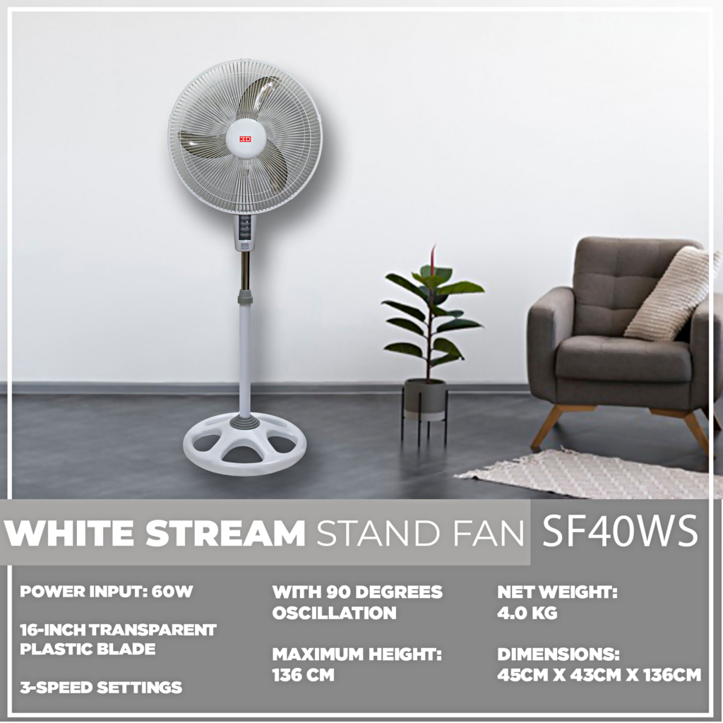 3D SF40WS WHITE STREAM 16" Stand Fan - Ansons