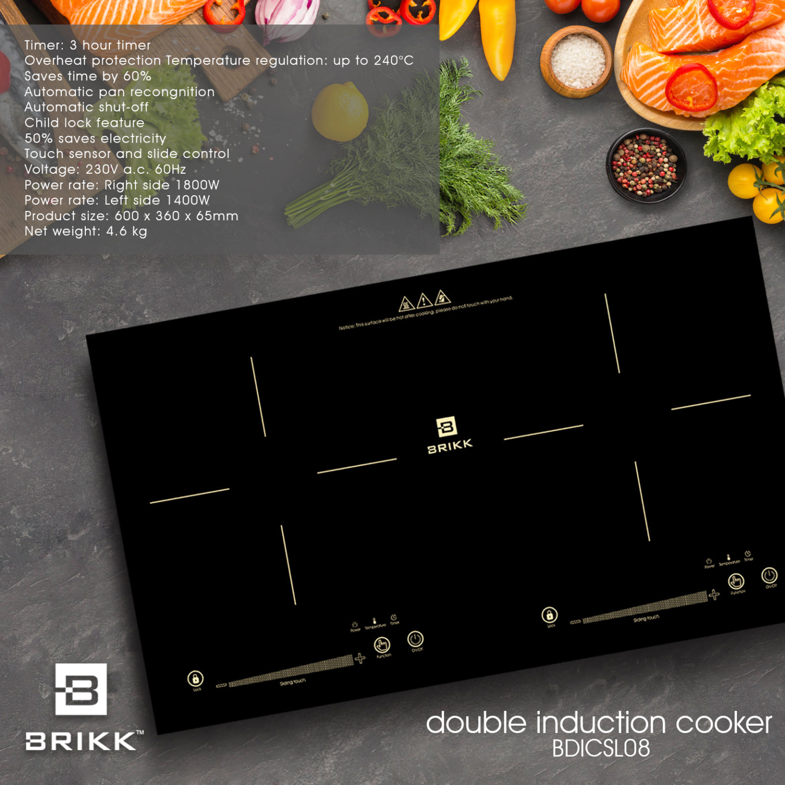Brikk BDICSL08 Double Induction Cooker - Ansons