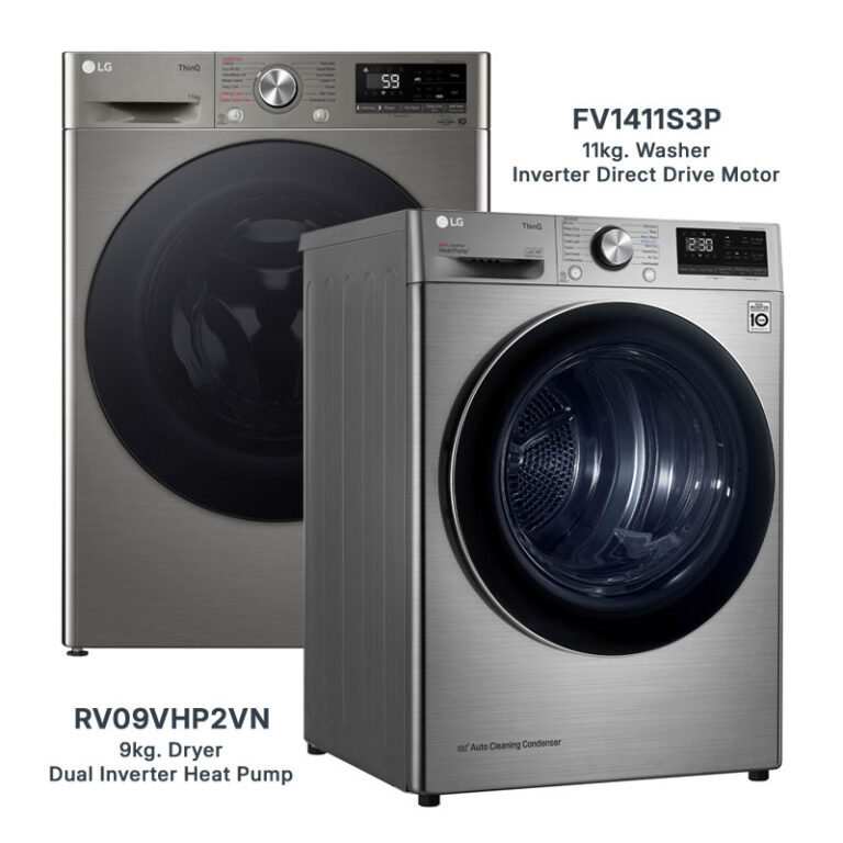 2024 Model - LG Washer 11kg FV1411S3P + Heat Pump Dryer 9kg RV09VHP2VN ...