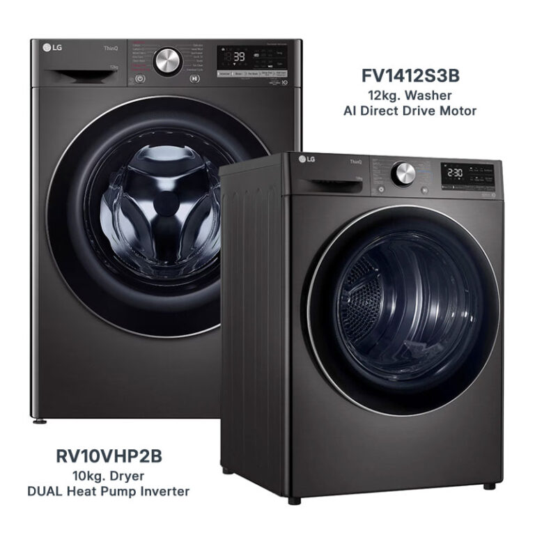 2024 Model - LG Washer 12kg FV1412S3B + Heat Pump Dryer 10kg RV10VHP2B ...